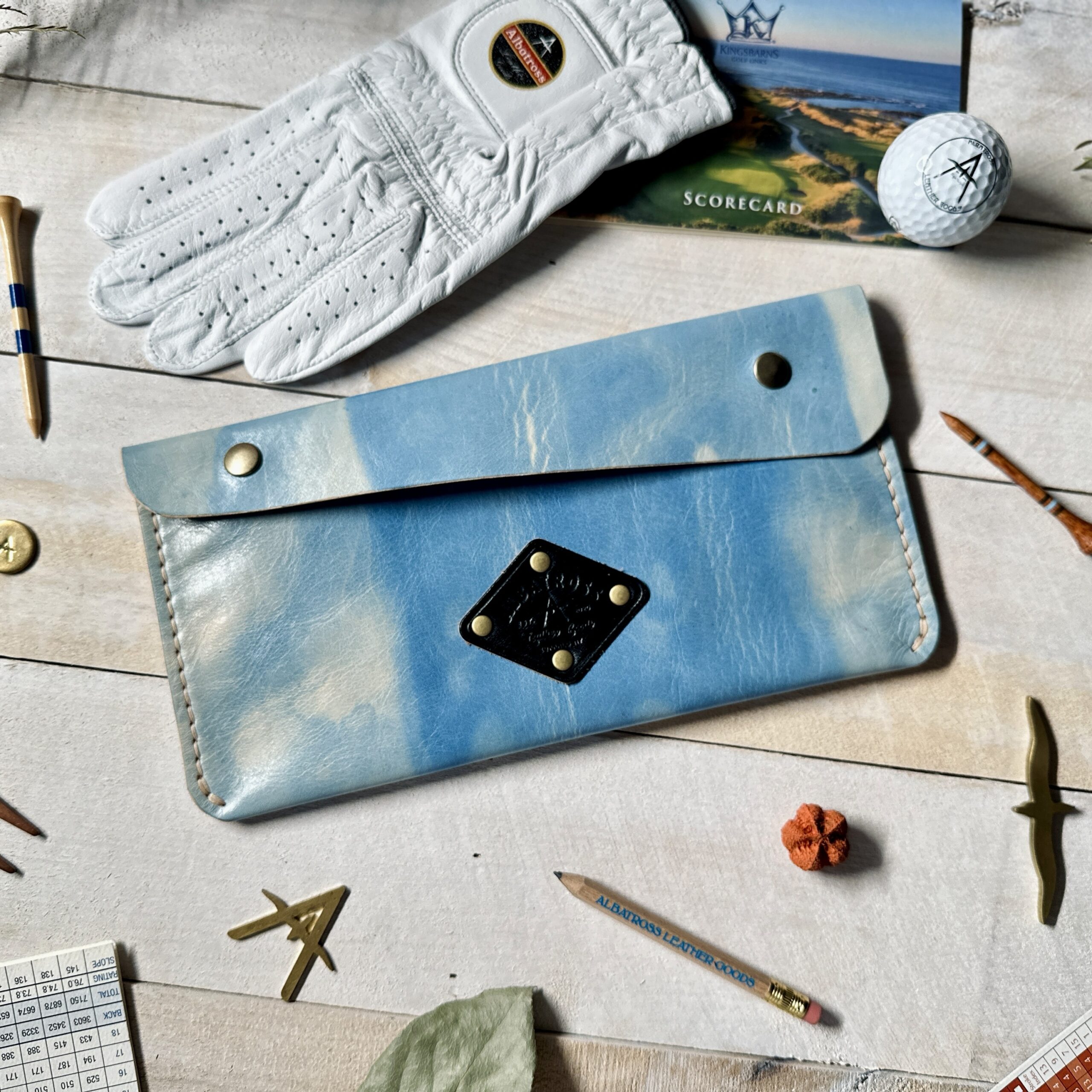 Leather Golf Glove Keeper - Aqua Blue Fluid Oil - ALBATROSS LEATHER GOODS